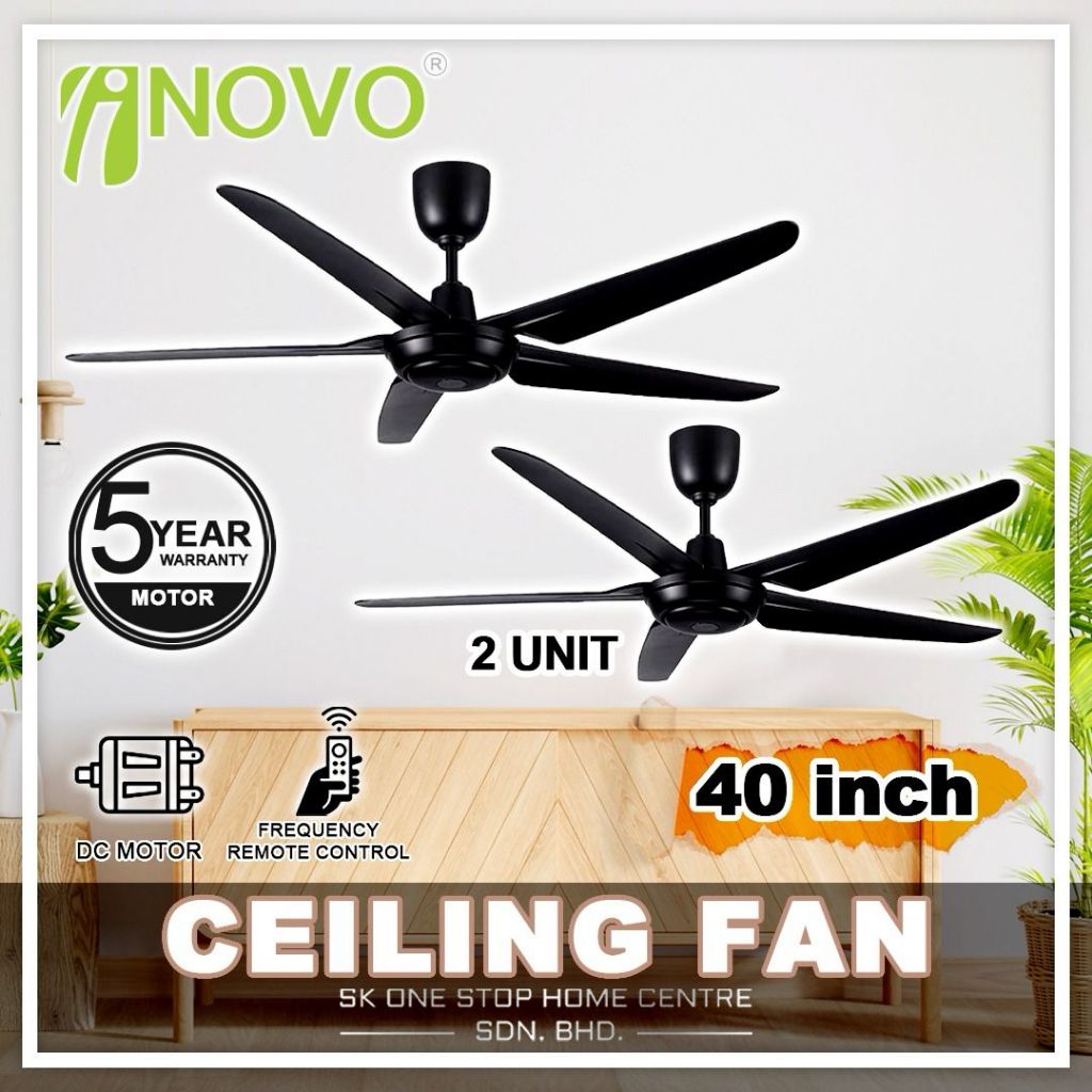 (Twin Pack) Inovo V15 40inch Ceiling Fan DC Motor 5 Blades With 8 Speed ...