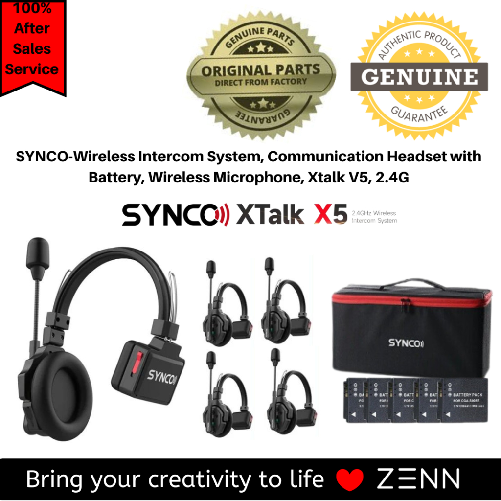 SYNCO Xtalk/ XMax X5 2.4G Wireless Intercom System Communication Headset with Battery - synco x1 ...