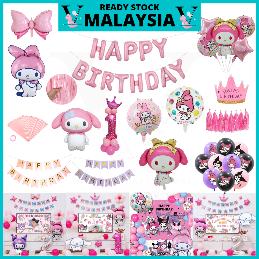 My Melody Theme Balloons Sash Banner Flag Foil Balloon My Melody Shape ...