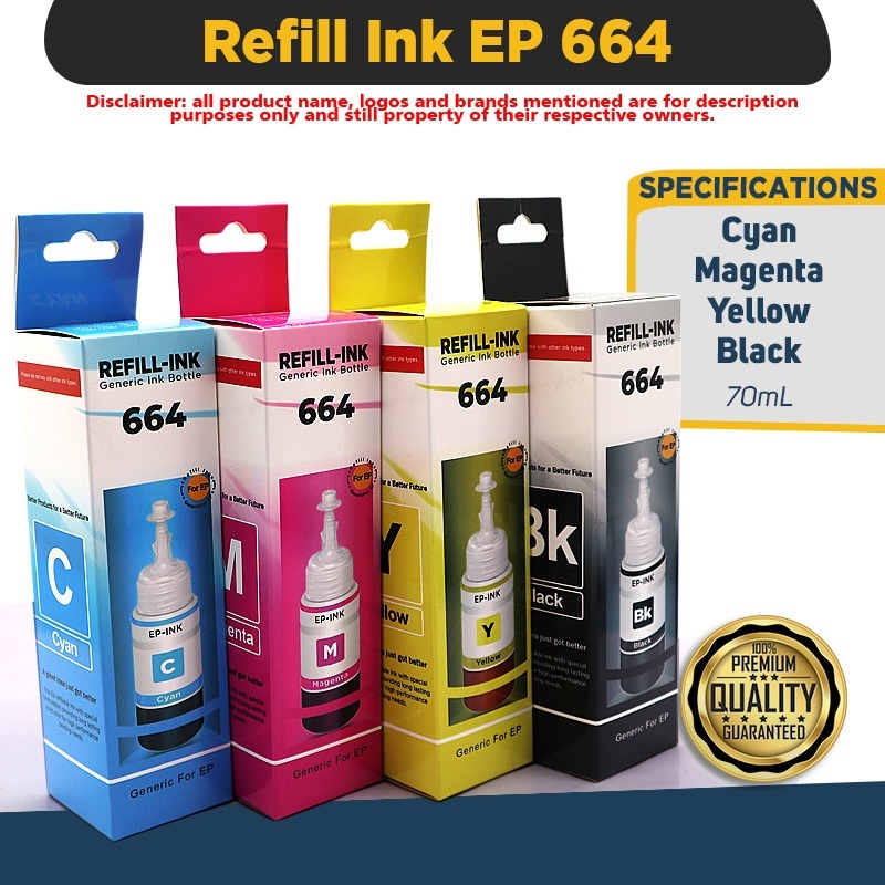 Refill ink EPSON 664 Fill the Printer with Ink 70ML Dye Ink for L120 L130 L210 L220 L310 L355 ...