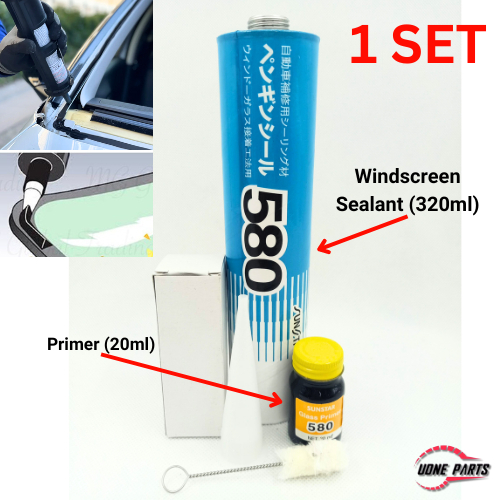 🔥1 SET SUNSTAR 580 WINDSCREEN SEALANT BLACK (320ML) + PRIMER (20ML ...