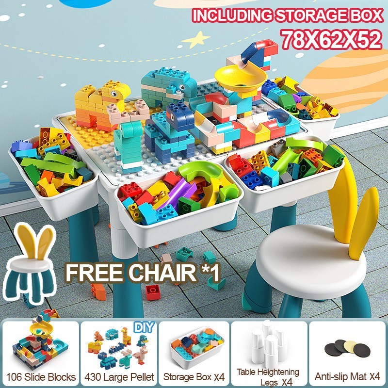【24H】Multifunction Building Block Table Set for Kids Mainan Education ...