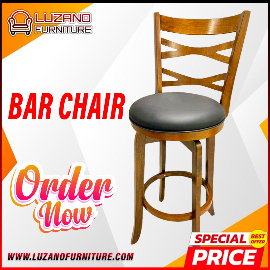 Solid Wooden Bar Chair/Turnable Chair | Shopee Malaysia