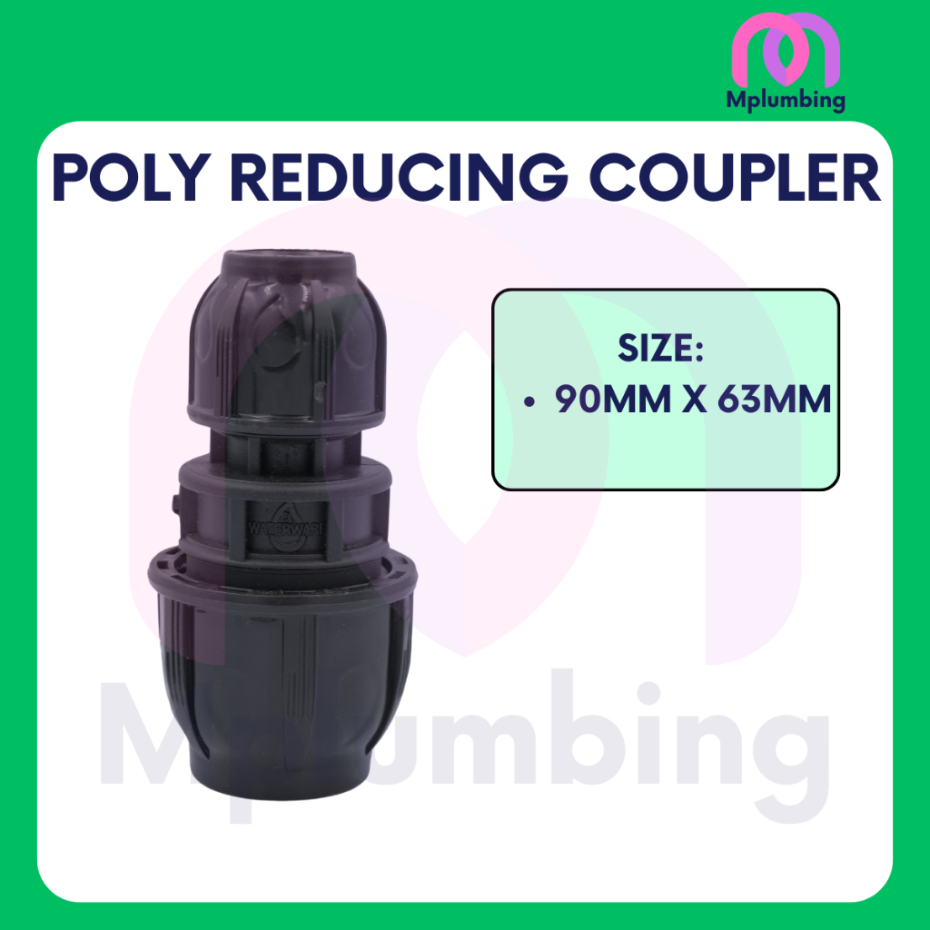 90MM X 63MM REDUCING COUPLER HDPE POLYPIPE SOCKET POLY REDUCER RC ...