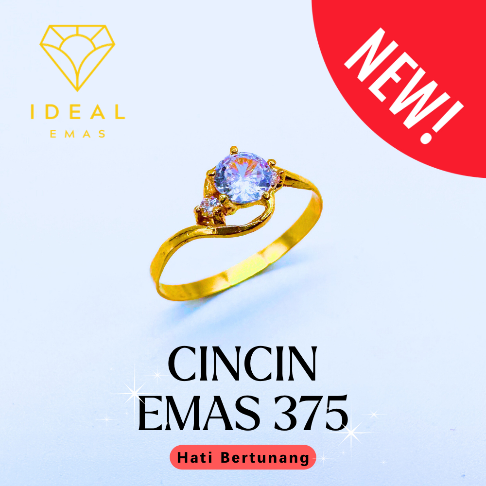 Ideal Original Emas 375 Hati Bertunang 9k Bunga Lawa Gold 375 Ring ...