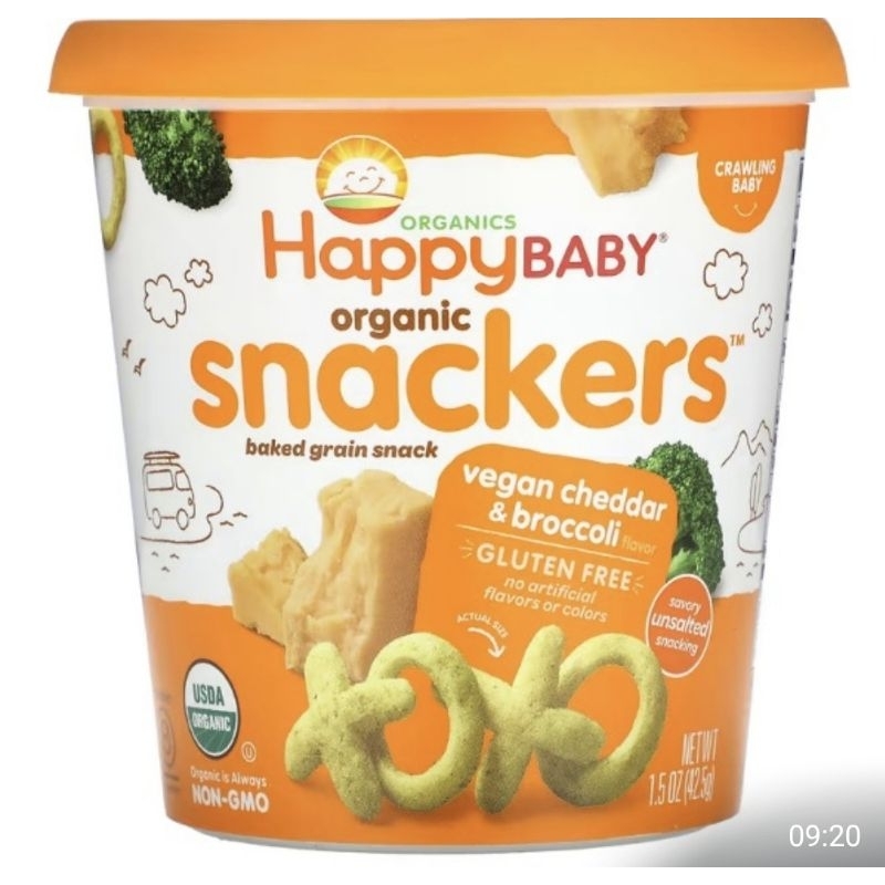 happy baby organic snackers vegan cheddar and brocolli | Shopee Malaysia