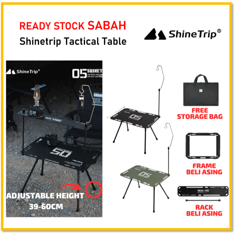 [SABAH] SHINETRIP Adjustable Tactical Camping Table Meja Camping ...