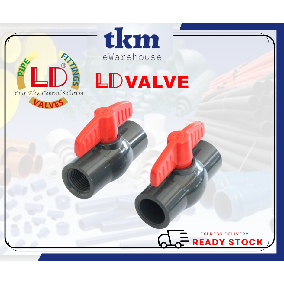 [TKM] BRAND LD] LD828 PVC COMPACT BALL VALVE BSPT THREADED ENDS & BS ...