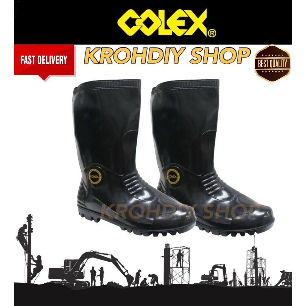 COLEX RB-7700 PVC Black Safety Rain Boots / Kasut Hitam Getah (10003112 ...