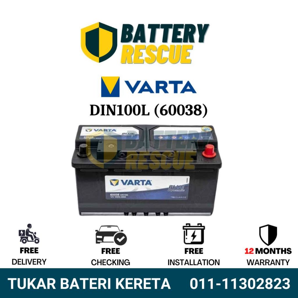 [Installation Provided] DIN100L | DIN100 | 60038| Varta Blue Dynamic MF Car Battery Bateri ...