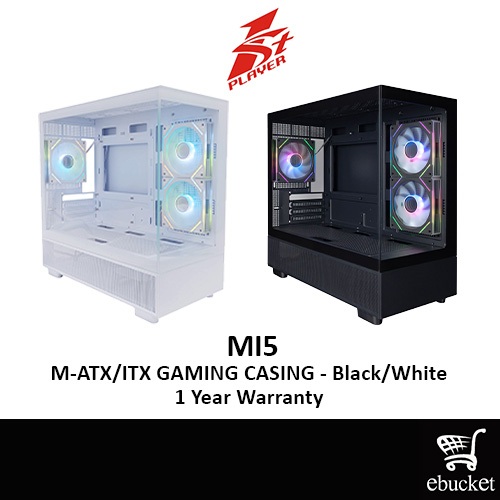1st Player MIKU MI5 BLACK / WHITE Transparent Megaview MATX Casing ...