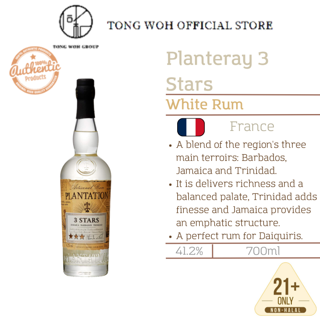 Planteray 3 Stars White Rum (700ml) | Shopee Malaysia