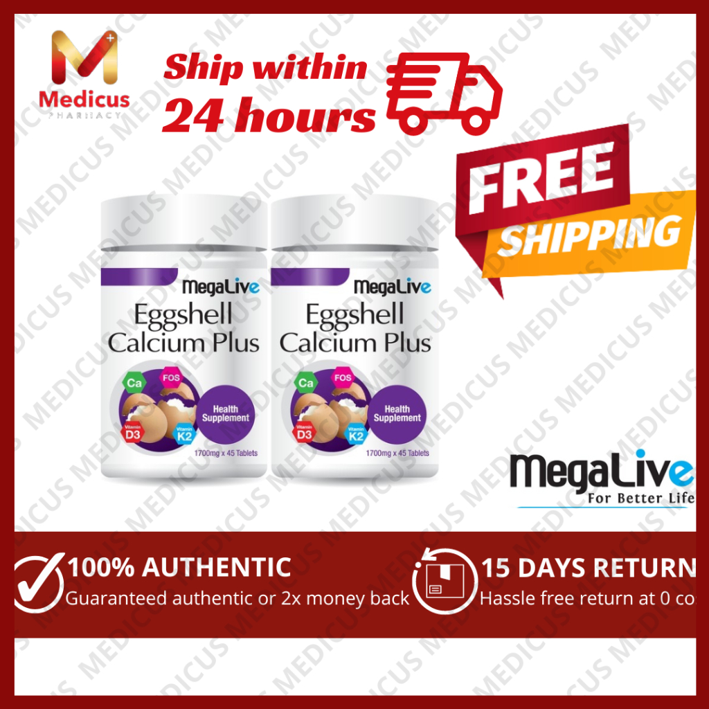 [FREE SHIPPING!!!] MegaLive Eggshell Calcium Plus 45's/2x45's (Exp: 08/2026) | Shopee Malaysia