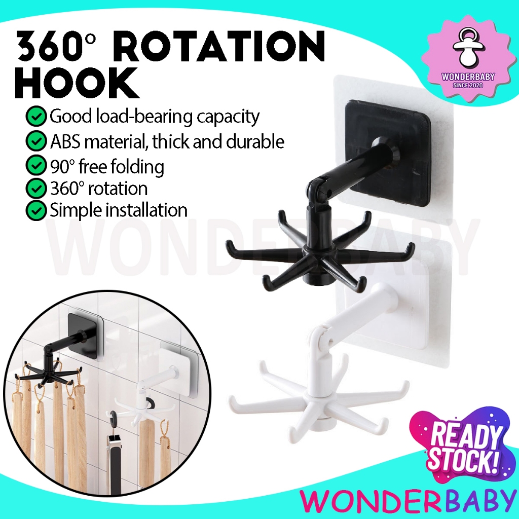 Universal 360 Degrees Rotating Hook Kitchen Rack Holder Wall Mounted ...