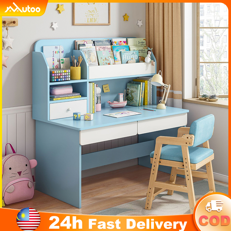 MT Child Study Table with drawer Meja belajar Combined Bookcase ...