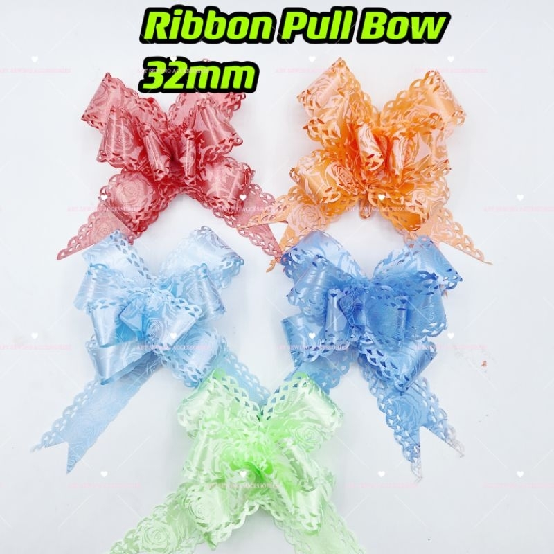 10Pcs 32mm Hand Drawn Flowers Pull Ribbon Flower Reben Plastik Tarik ...