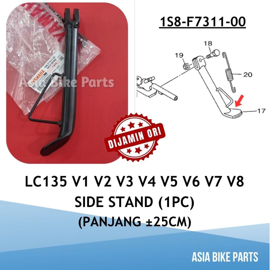 Yamaha Original LC135 V1 V2 V3 V4 V5 V6 V7 V8 Side Stand / Tongkat Tepi ...