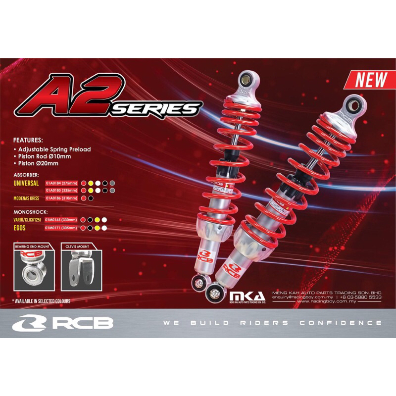 RCB 💯 ORIGINAL A2 SERIES REAR ABSORBER NOUVO LC RXZ KRISS EX5 W125 ...