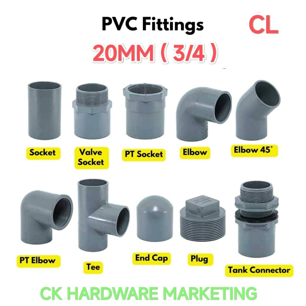 CL PVC Fittings Connector 20mm 3/4" PVC Elbow 3/4" PVC Piping Connector ...