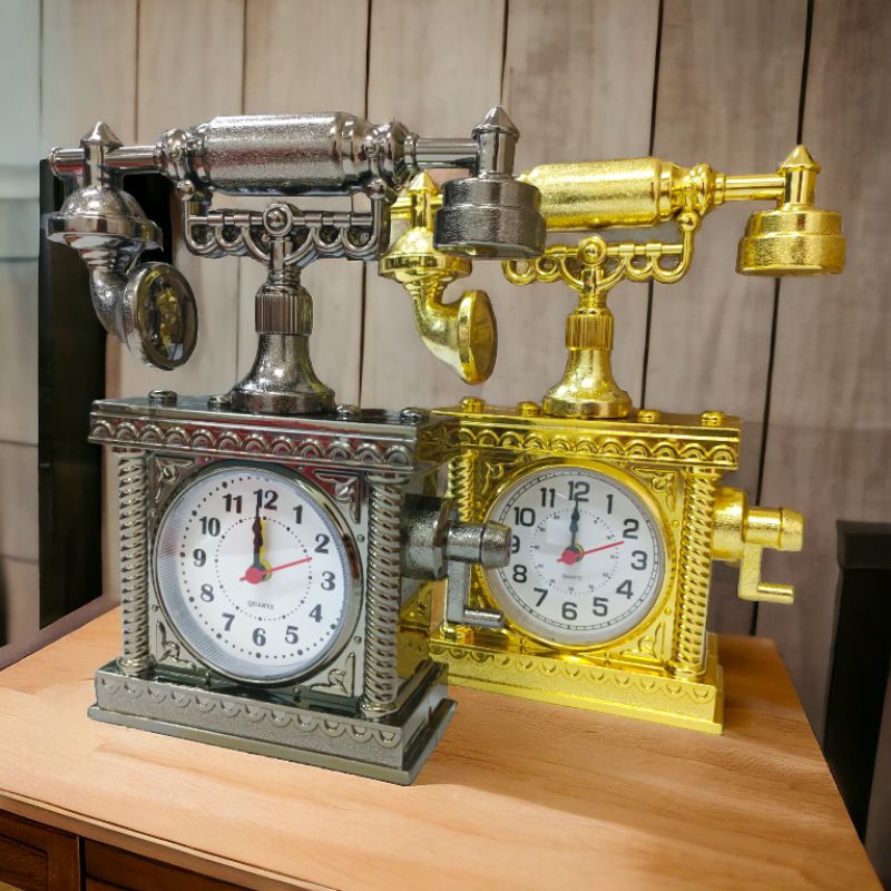 Vintage Alarm Clock Table Clock Telephone Clock Decoration Clock Jam ...