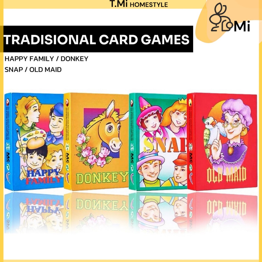 TMi 4 in 1 Kid's Happy Family Card Games (Donkey / Snap / Old Maid ...