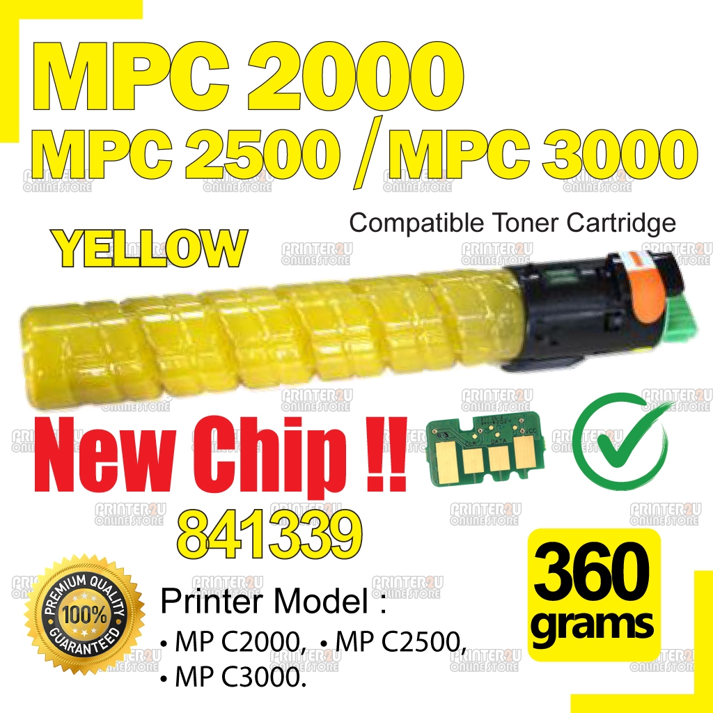 Compatible to Ricoh MP C2000 C2500 C3000 841339 MPC2500 Yellow Black ...