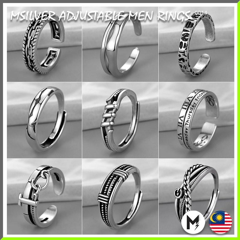 M.Silver Official Adjustable Men Rings S925 Silver Ring Man Fashion ...