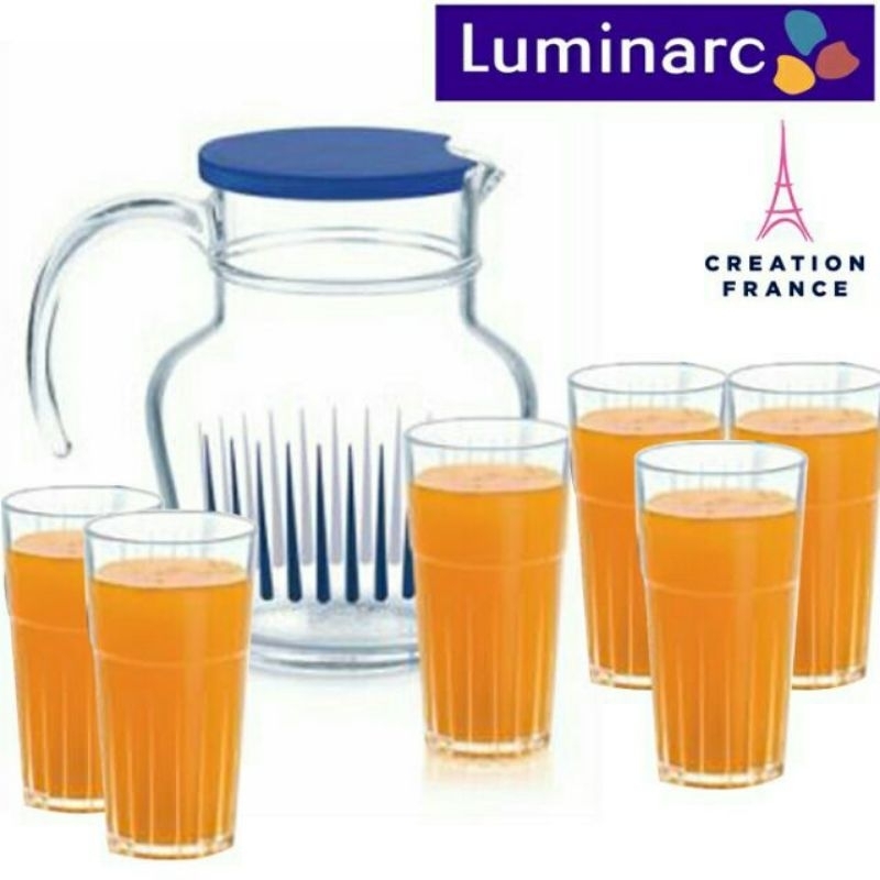Luminarc 7Pcs Drink Water Set Lance Blue/Drinkset/Jug Minuman/Jug Kaca ...
