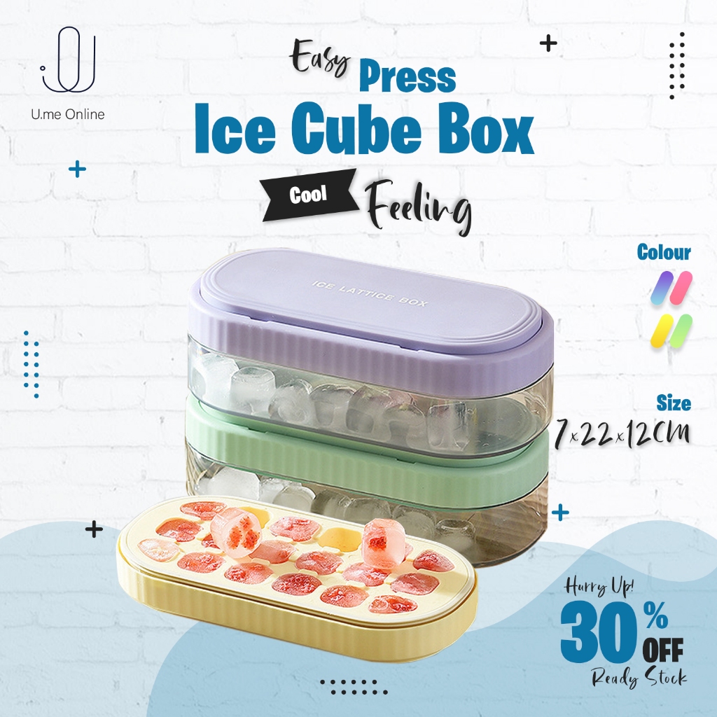 U.me Ice Tray with Lid Storage Box 18 Grids Ice Cube Maker 18 Grids ...