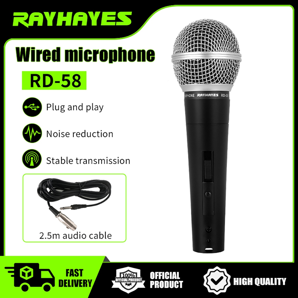 RAYHAYES Wired Microphone Dynamic Microphone,Microphone For Karaoke ...
