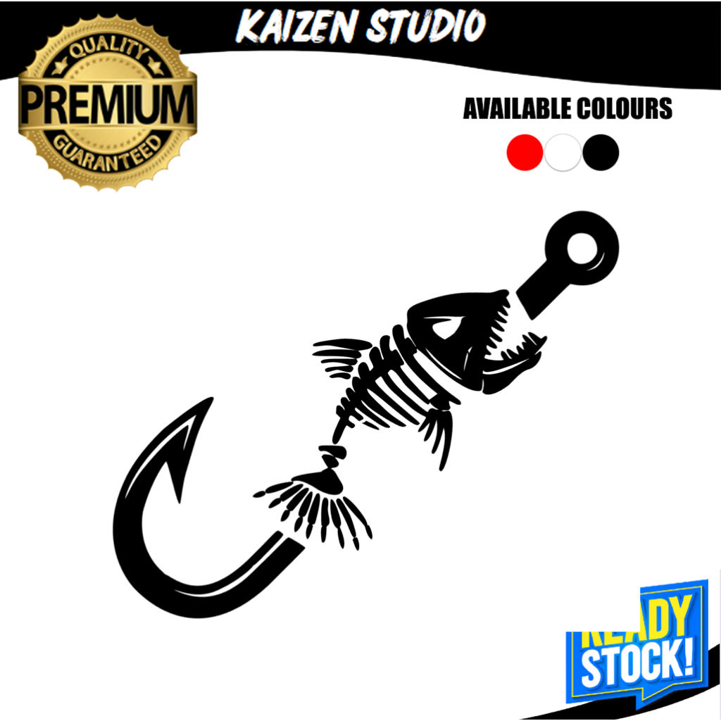 KAIZEN STUDIO FISHHOOK SKULL GHOST FISHING Hantu Mancing Vinyl Cutting ...