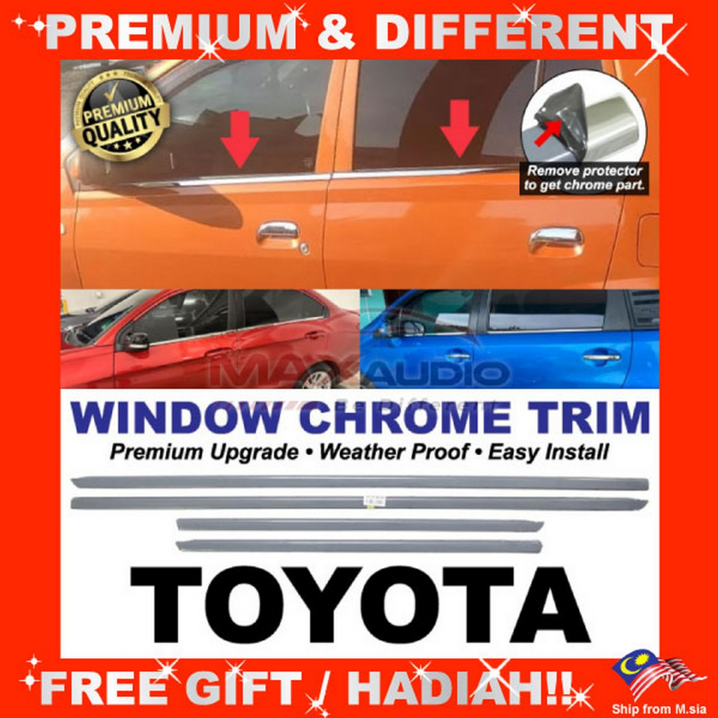 Window Chrome Trim TOYOTA VIOS WISH INNOVA ESTIMA VELLFIRE AVANZA Car ...
