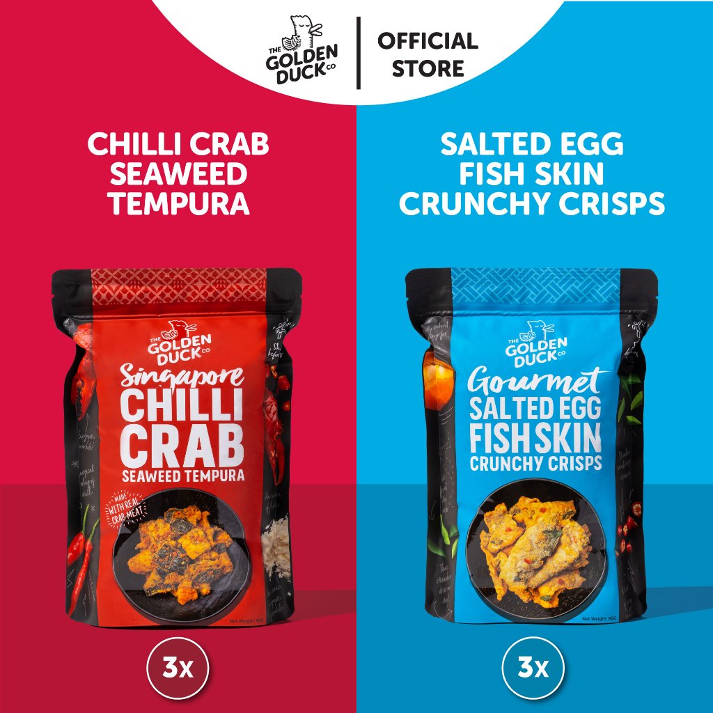 The Golden Duck Salted Egg Fish Skin (3 Pack) + Chilli Crab Seaweed ...