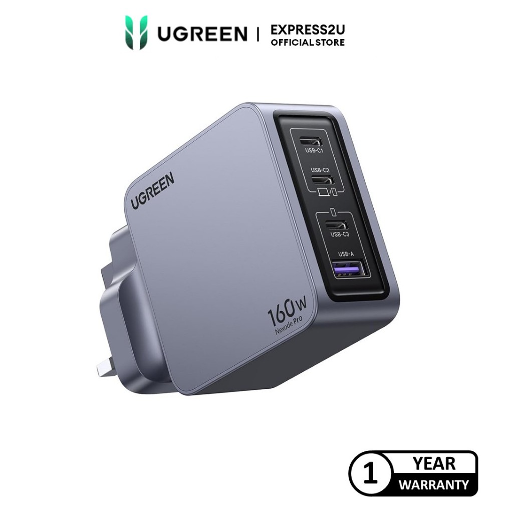 UGREEN NEXODE PRO 160W 3C1A GAN FAST CHARGER + USB-C TO USB-C CABLE 240W 1.5M | Shopee Malaysia