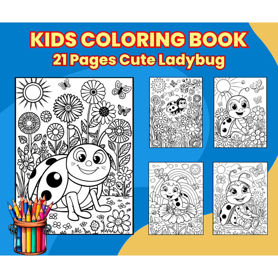[PDF] 21 Pages Coloring Book Cute Ladybug - Colouring Book For Kids ...