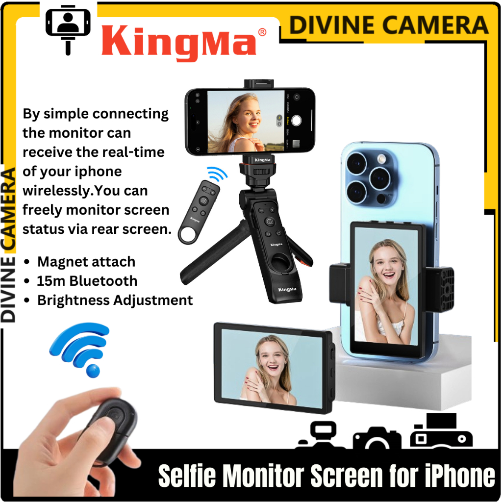 KingMa VL-PH01 Max Phone Vlog Selfie Casting Monitor Screen for iPhone ...
