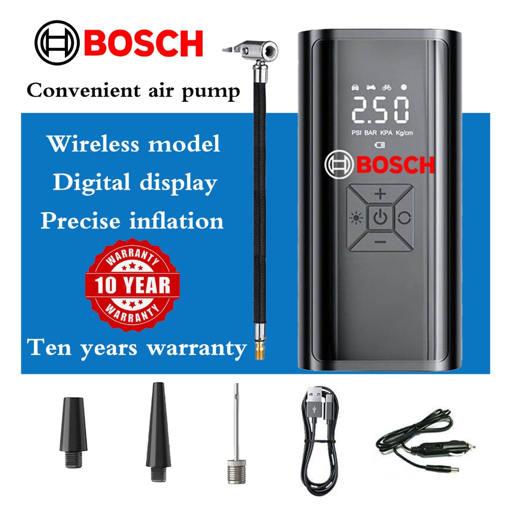 100% Bosch Smart Air Pump Rechargeable Cordless Portable Car Tire ...