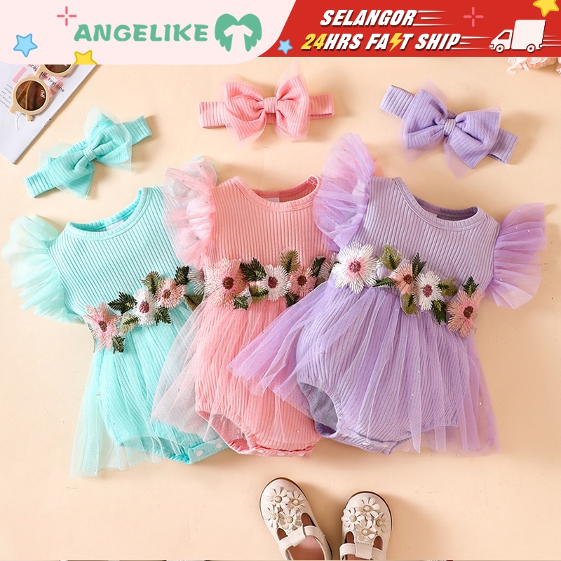 Baby Girl Dress 0 18 Months Cute Romper Dress Fly Sleeve Flower ...