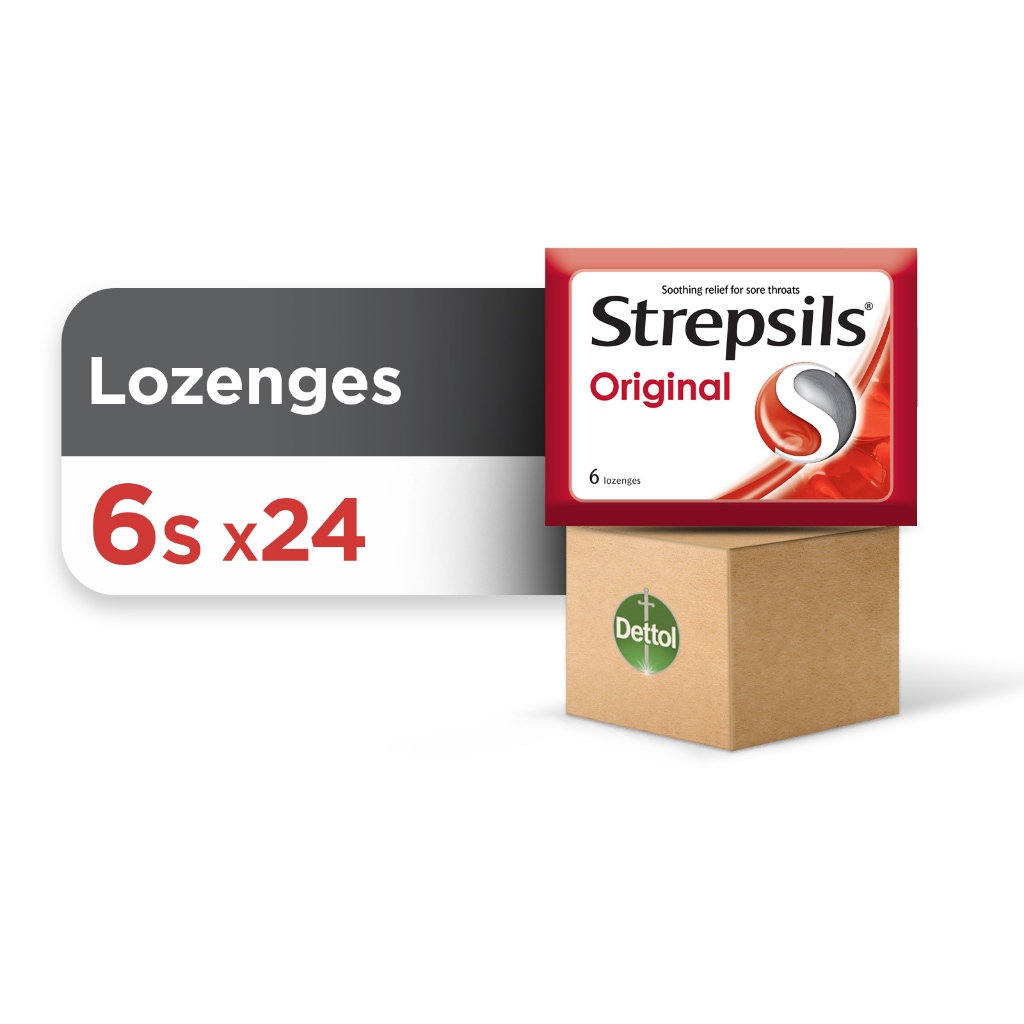 (Carton Sale) Strepsils Sore Throat Relief Lozenges 6s x 24 pouches ...