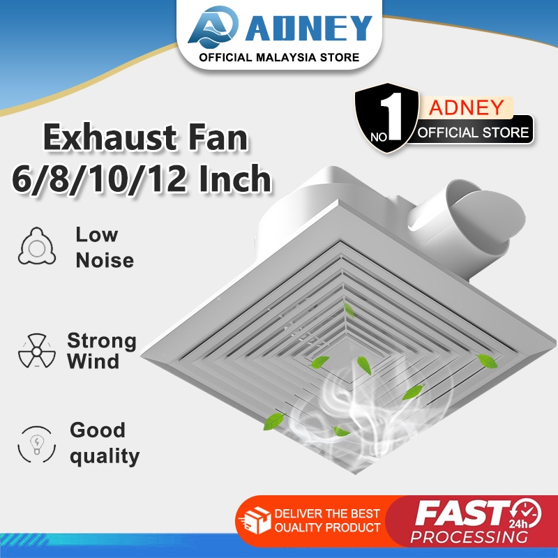 [Ready Stock] kipas ekzos 6/8/10/12 inch PVC Silent Bathroom Shutter ...