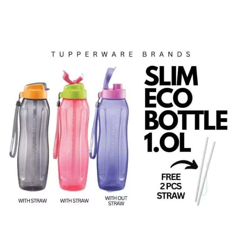 Tupperware Slim Eco Bottle 1.0L With strap 3pc | Shopee Malaysia