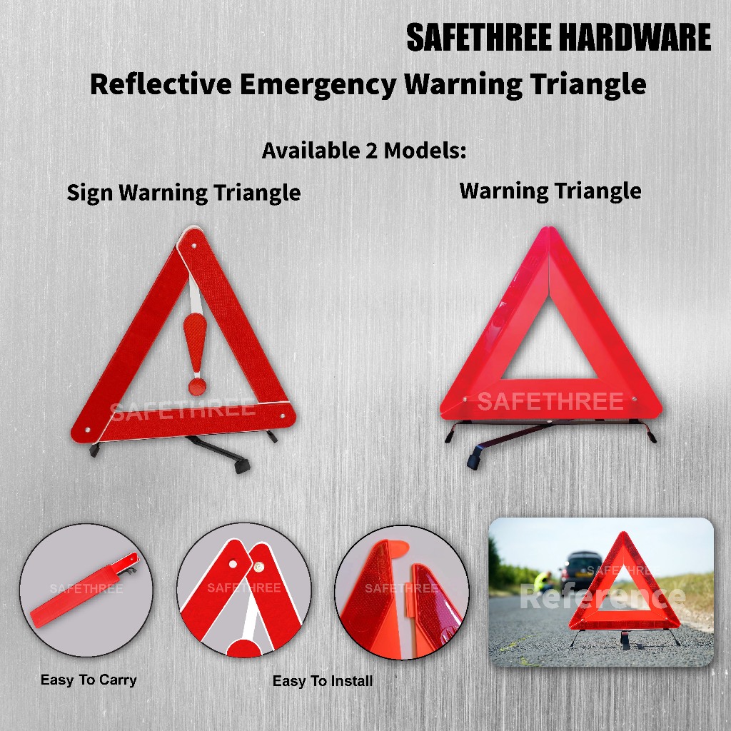 Red Reflective Safety Foldable Triangle Warning Sign with Plastic Box ...