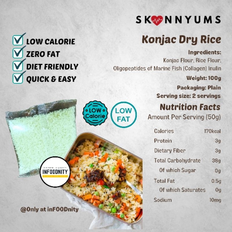 SKINNYUMS KONJAC DRY RICE Beras Konjac Meal Replacement Food Dry Konjac ...