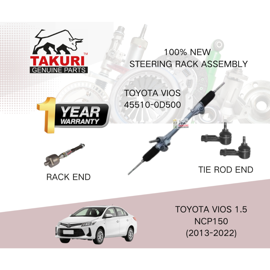 100% NEW STEERING RACK ASSY ASSEMBLY 45510-0D500 TOYOTA VIOS 1.5 NCP150 ...