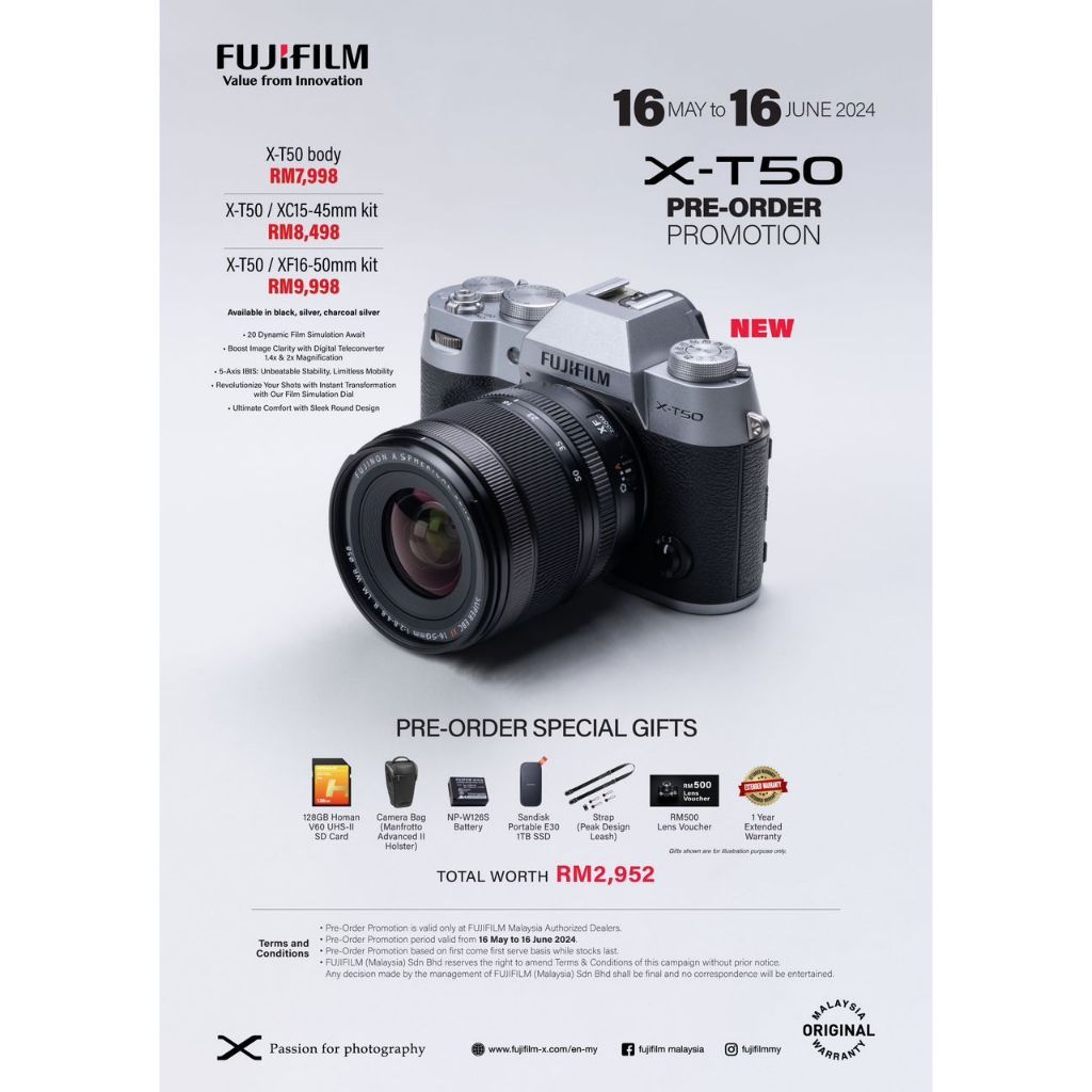 [NEW LAUNCH] FUJIFILM XT50 X-T50 Mirrorless Camera Original Fujifilm Warranty Pre-order Special ...