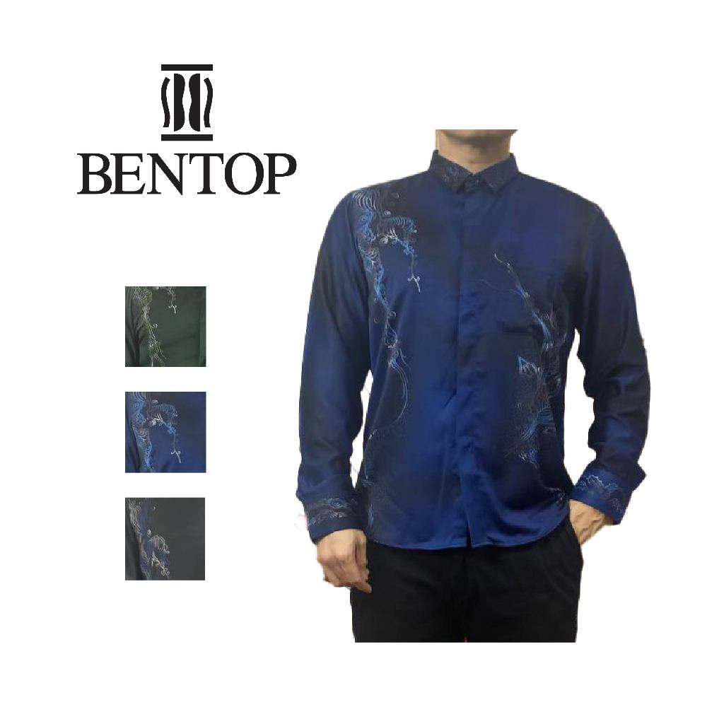 BENTOP Batik Long Sleeve Slim Fit | Shopee Malaysia