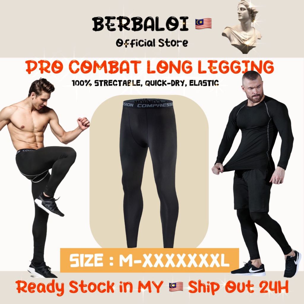 BERBALOI🇲🇾 M-7XL PRO COMBAT UNISEX LEGGING 100% STRECTABLE COMFORTABLE ELASTIC SOFT FABRIC ...