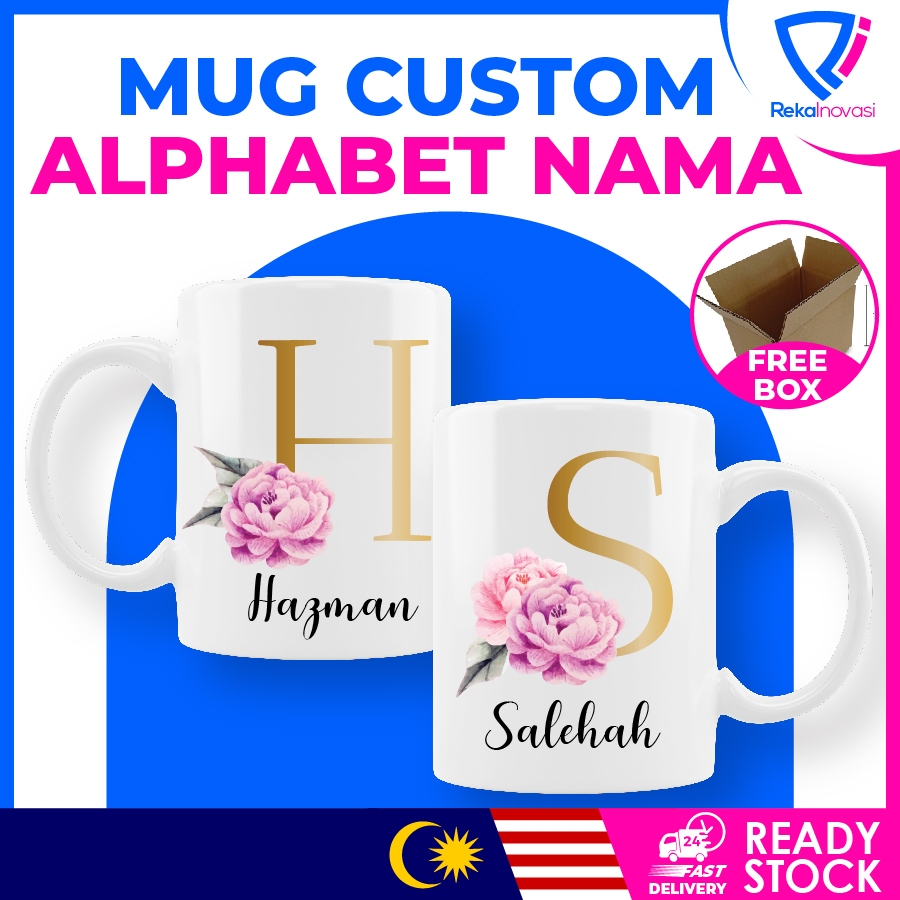 Mug Custom Sublimation Alphabet Nama For Gift | Shopee Malaysia