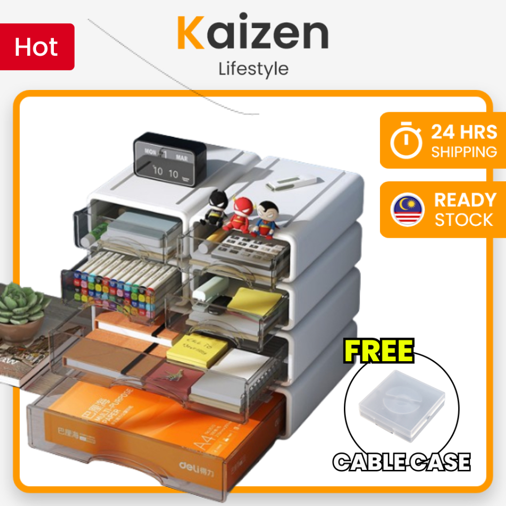 Drawer Organizer Stackable Storage Box Stationary 透明桌面收纳盒抽屉式 Bekas ...