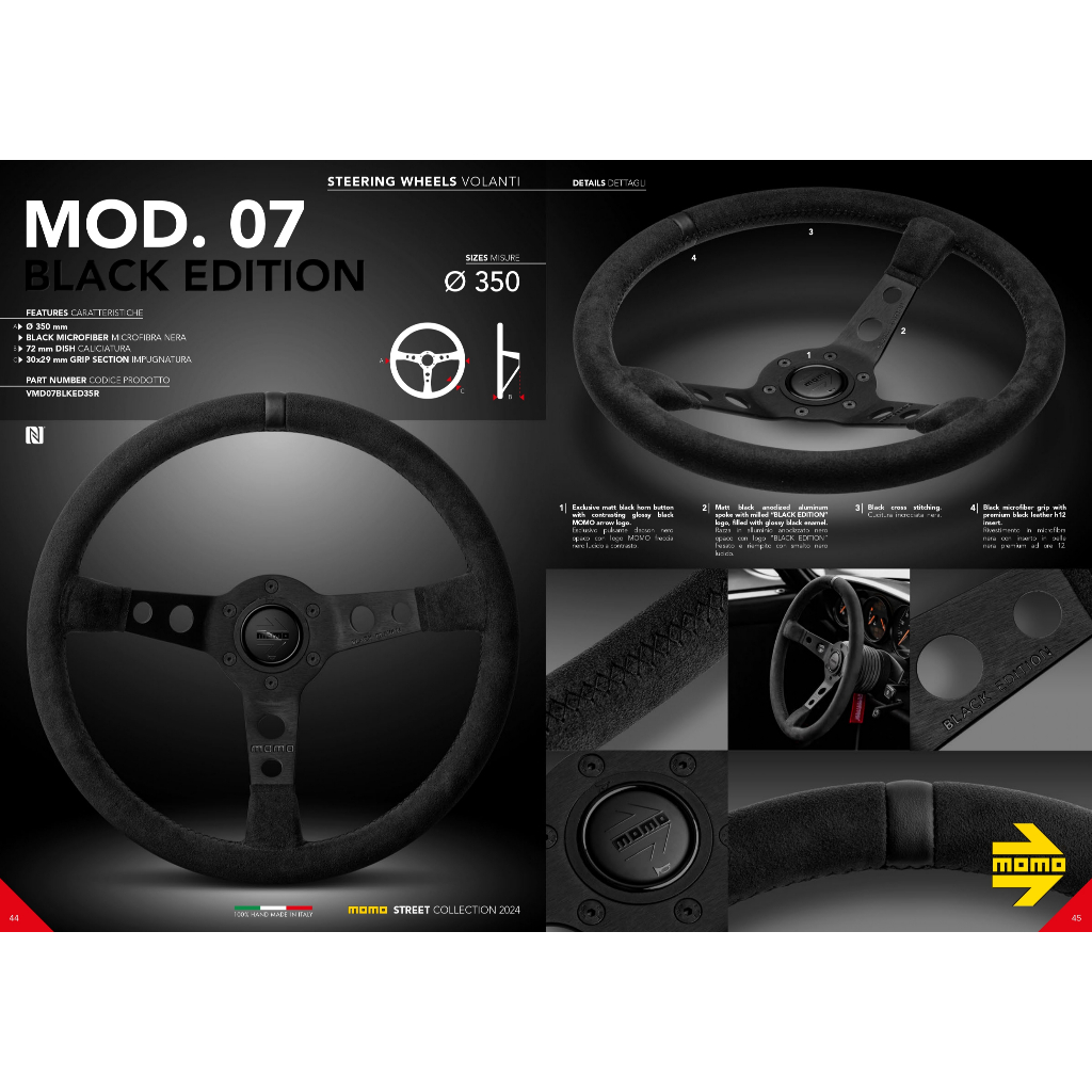 100% Original MOMO MOD07 Black Edition steering wheel 350mm Made in ...